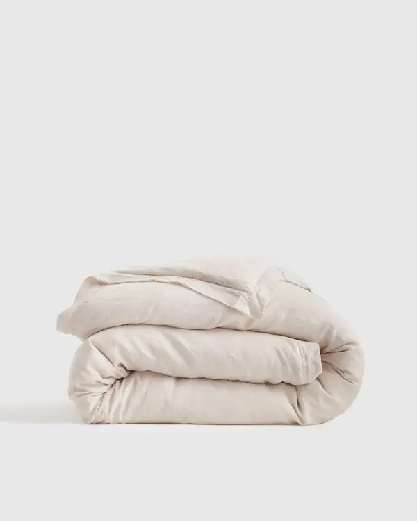 Quince European Linen Double Flange Duvet Cover - Sand