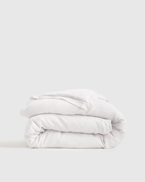 Quince European Linen Double Flange Duvet Cover - White