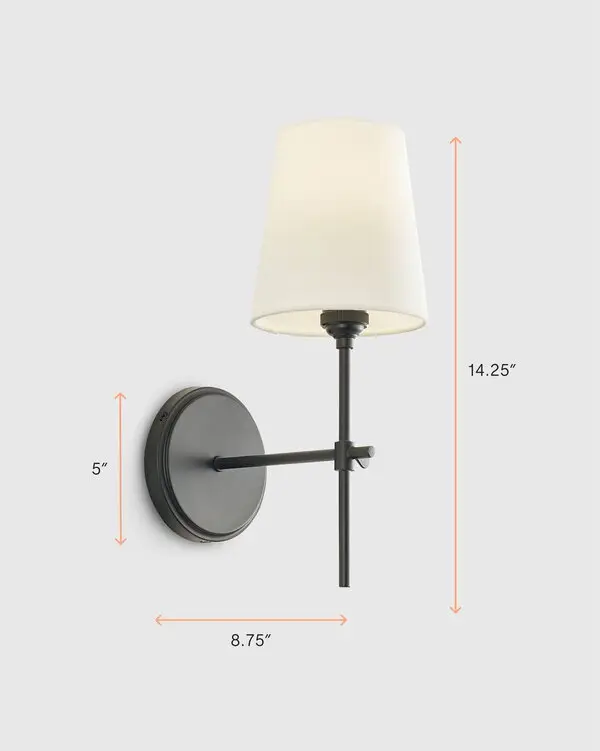 Quince Linear Steel Sconce With Linen Shade
