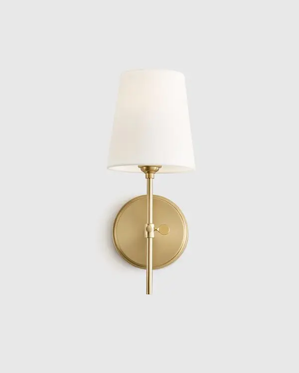 Quince Linear Steel Sconce With Linen Shade - Brass