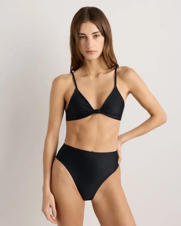 Quince Italian Knotted Triangle Bikini Top - Black