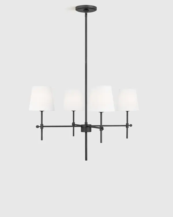 Quince Linear Steel Chandelier With Linen Shades