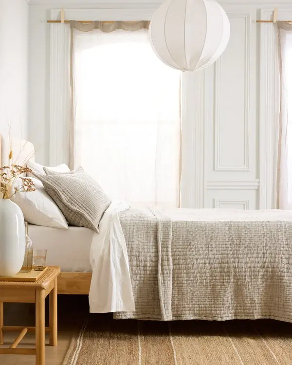 Quince Channel Stitch Coverlet Set - Taupe