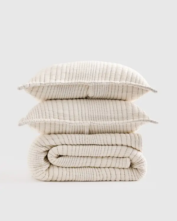 Quince Channel Stitch Coverlet Set - Undyed