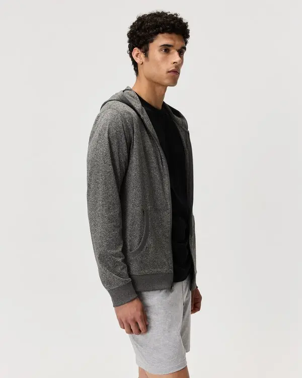 Quince Flowknit Performance Full-zip Chest Pocket Hoodie - Heather Grey