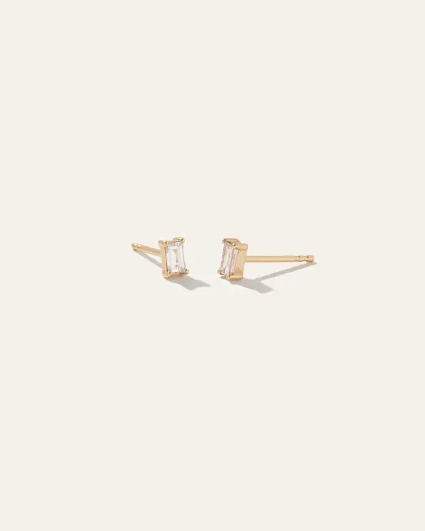 Quince 14k Gold 0.28 Carat Baguette Diamond Stud Earrings - Yellow Gold