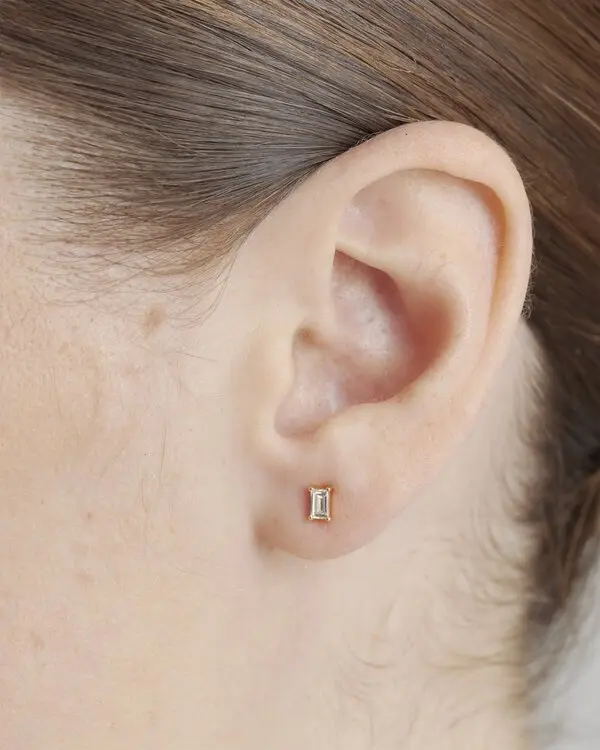 Quince 14k Gold 0.28 Carat Baguette Diamond Stud Earrings