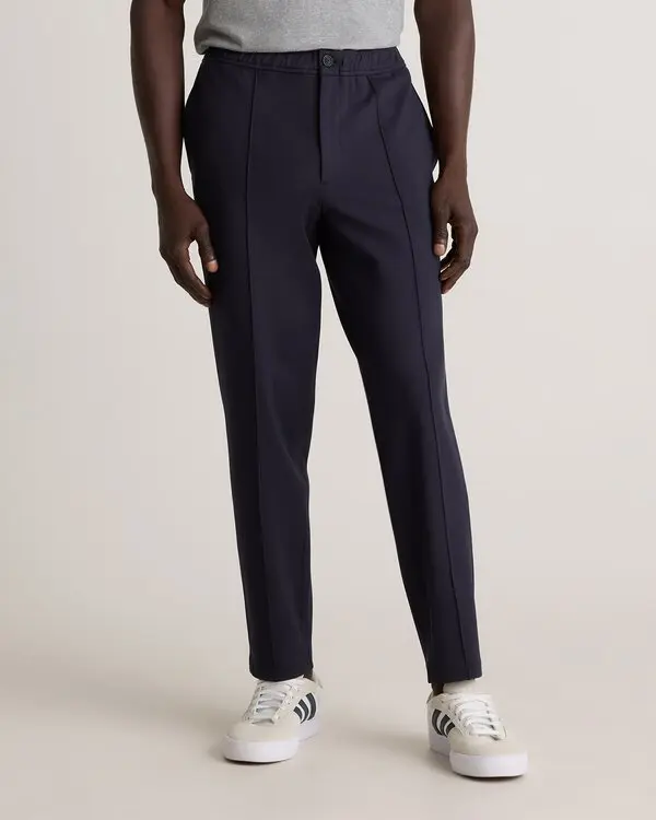 Quince Stretch Knit Pintuck Trousers - Navy