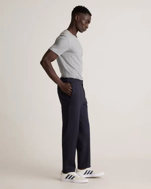 Quince Stretch Knit Pintuck Trousers - Navy