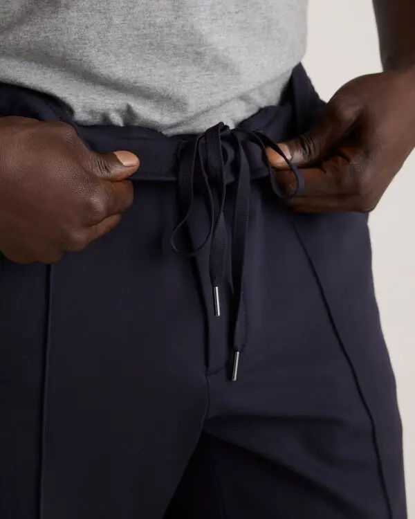 Quince Stretch Knit Pintuck Trousers - Navy