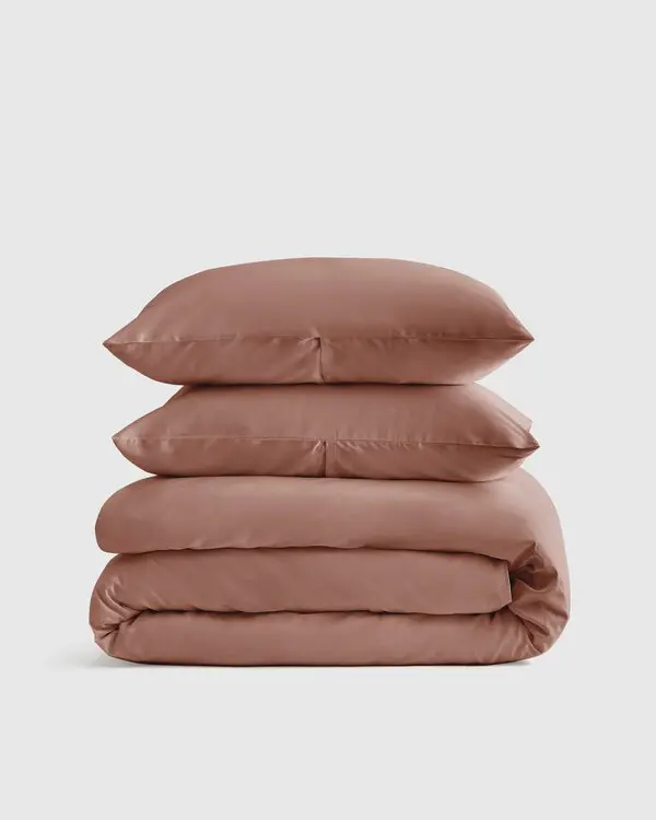 Quince Luxury Organic Sateen Duvet Cover Set - Clay
