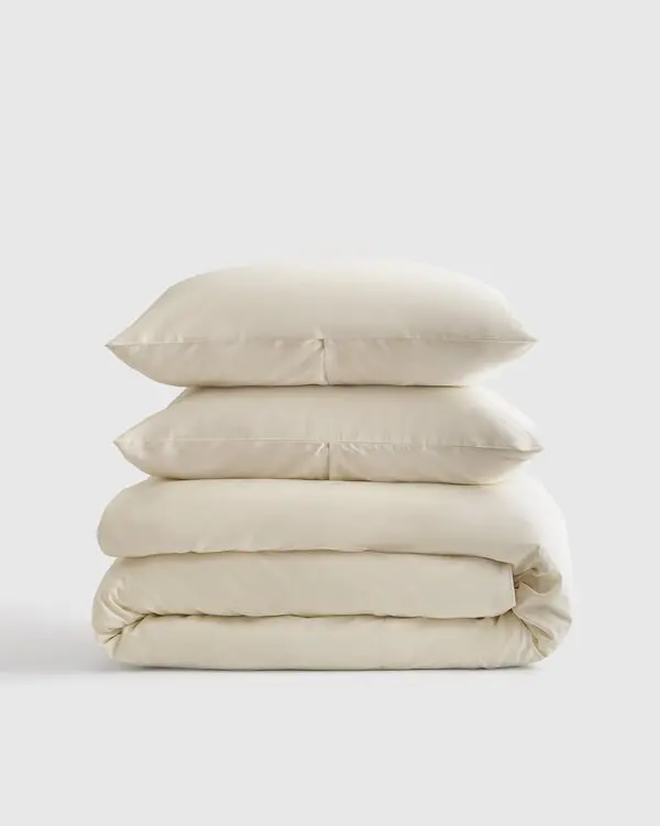 Quince Luxury Organic Sateen Duvet Cover Set - Ivory