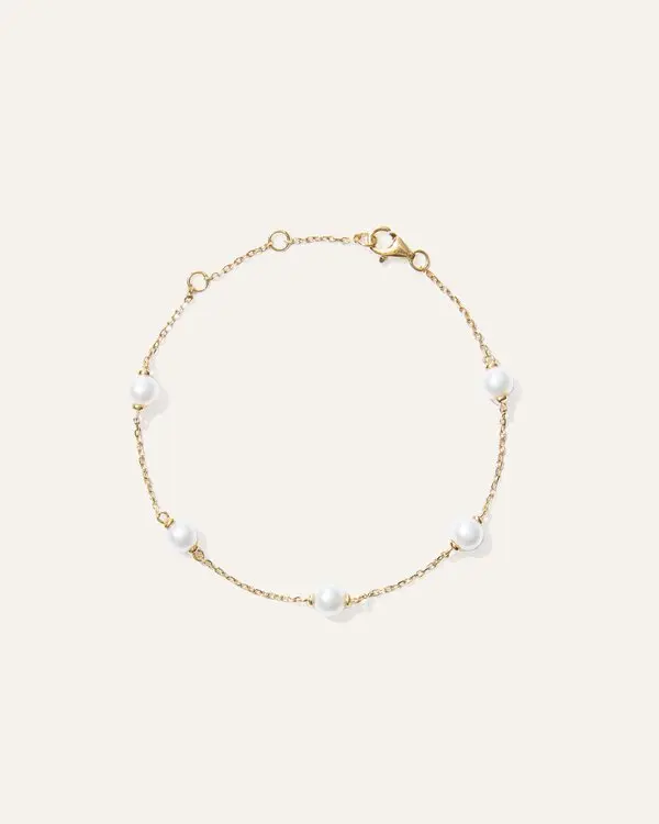 Quince Freshwater Cultured Pearl Station Bracelet - Gold Vermeil