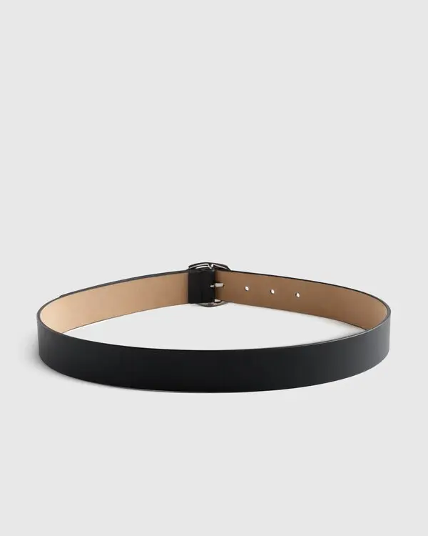 Quince Zoe Sculptural Leather Belt - Black/silver