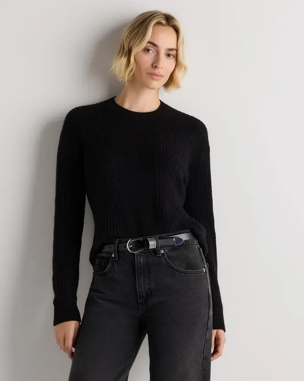 Quince Zoe Sculptural Leather Belt - Black/silver
