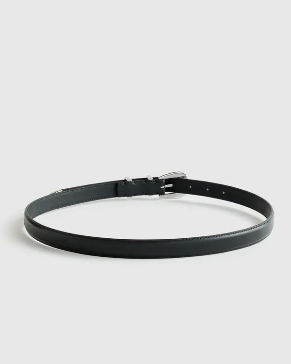Quince Zoe Sculptural Leather Belt - Black/silver