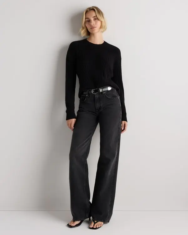 Quince Zoe Sculptural Leather Belt - Black/silver