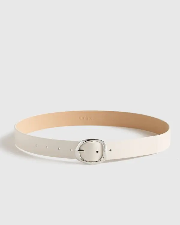 Quince Zoe Sculptural Leather Belt - Bone