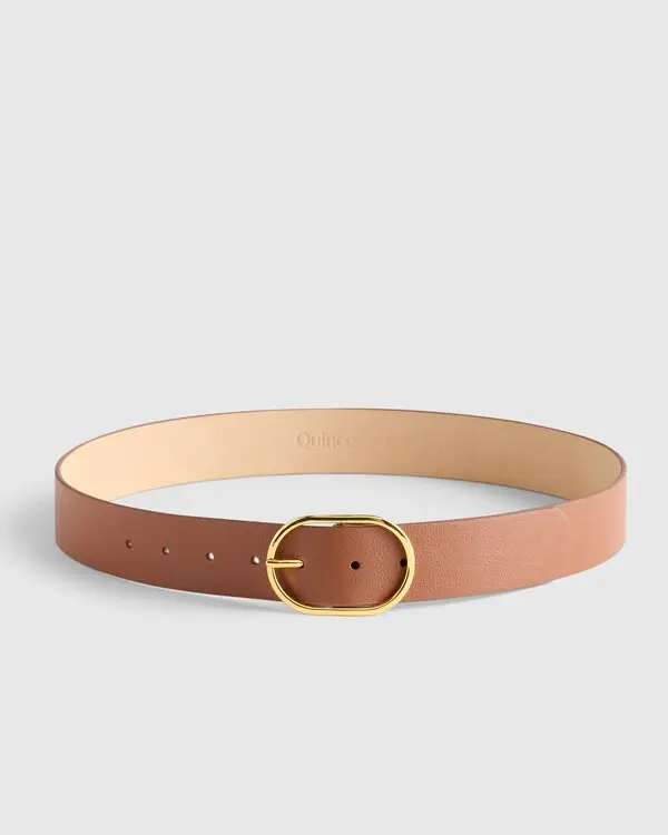 Quince Cleo Oval European Leather Belt - Nutmeg