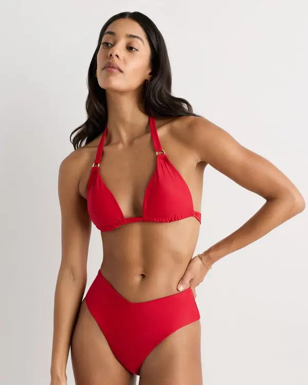 Quince Italian Full Coverage Triangle Bikini Top - Cherry