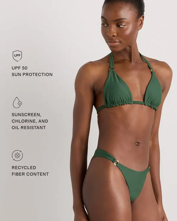 Quince Italian Full Coverage Triangle Bikini Top With Gold Rings