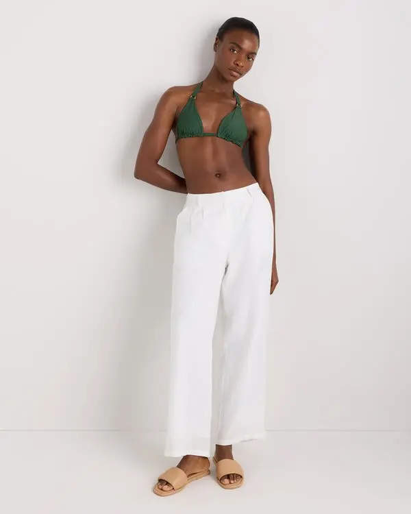 Quince Italian Full Coverage Triangle Bikini Top With Gold Rings