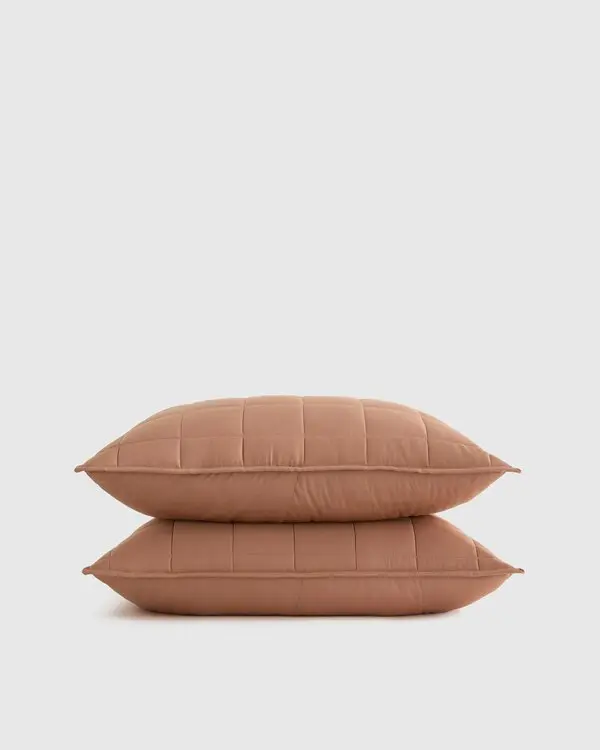 Quince Bamboo Box Quilted Sham Set - Clay