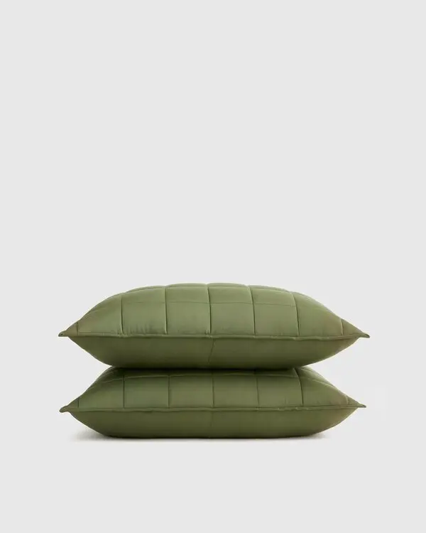 Quince Bamboo Box Quilted Sham Set - Olive