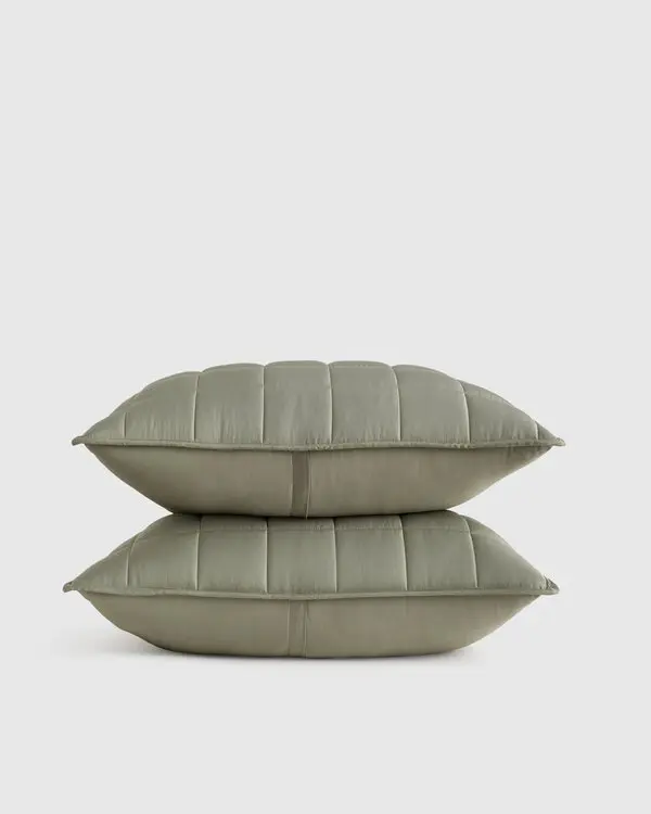 Quince Bamboo Box Quilted Sham Set - Sage