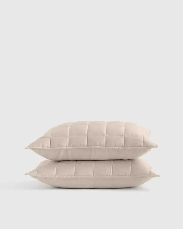Quince Bamboo Box Quilted Sham Set - Sand
