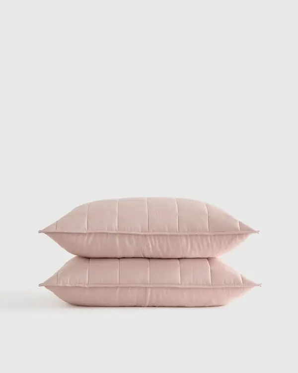 Quince Bamboo Box Quilted Sham Set - Soft Blush