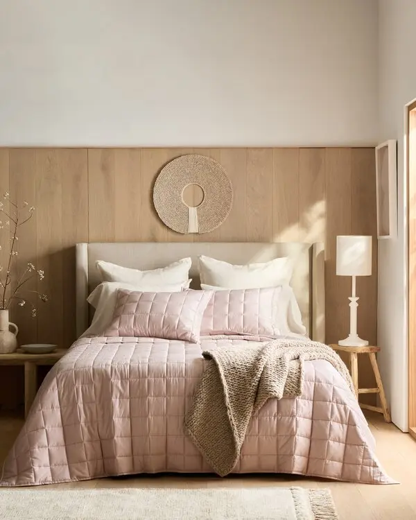 Quince Bamboo Box Quilted Sham Set - Soft Blush