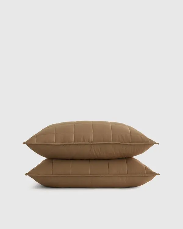 Quince Bamboo Box Quilted Sham Set - Walnut