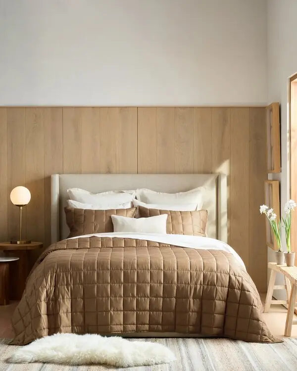 Quince Bamboo Box Quilted Sham Set - Walnut