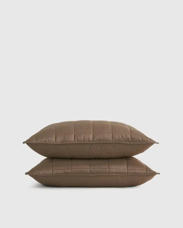 Quince Bamboo Box Quilted Sham Set - Walnut