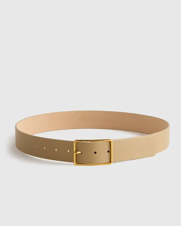 Quince Siena Rectangle European Leather Belt - Mushroom