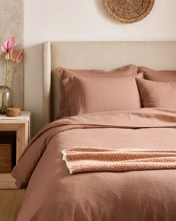 Quince European Linen Double Flange Sham Set - Desert Sunset