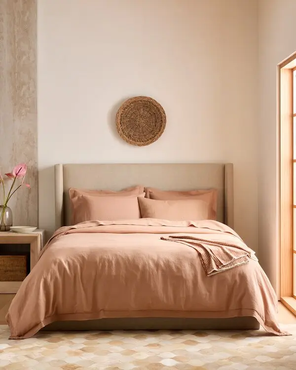 Quince European Linen Double Flange Sham Set - Desert Sunset