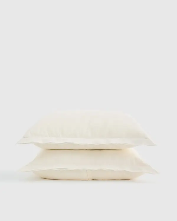 Quince European Linen Double Flange Sham Set - Ivory
