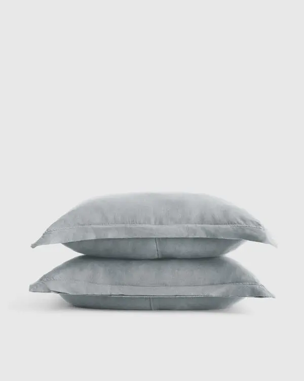 Quince European Linen Double Flange Sham Set - Mist