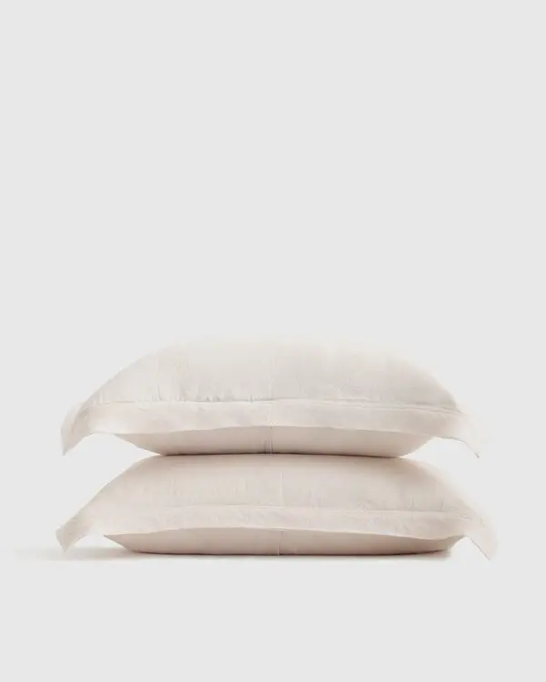 Quince European Linen Double Flange Sham Set - Sand
