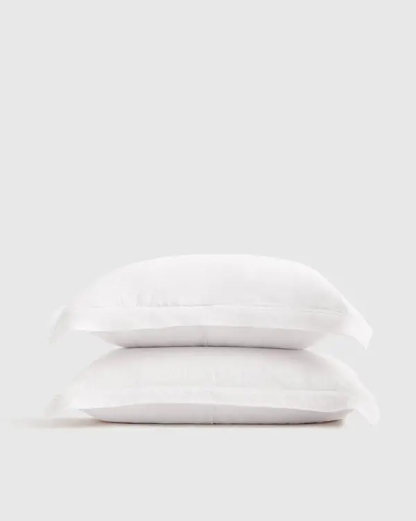 Quince European Linen Double Flange Sham Set - White