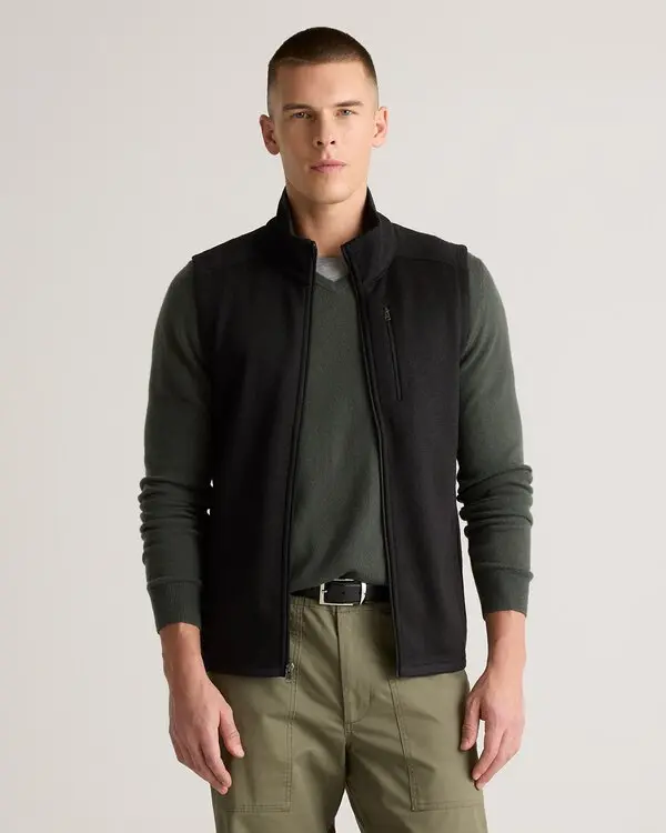 Quince Sweater-knit Fleece Full-zip Vest - Black