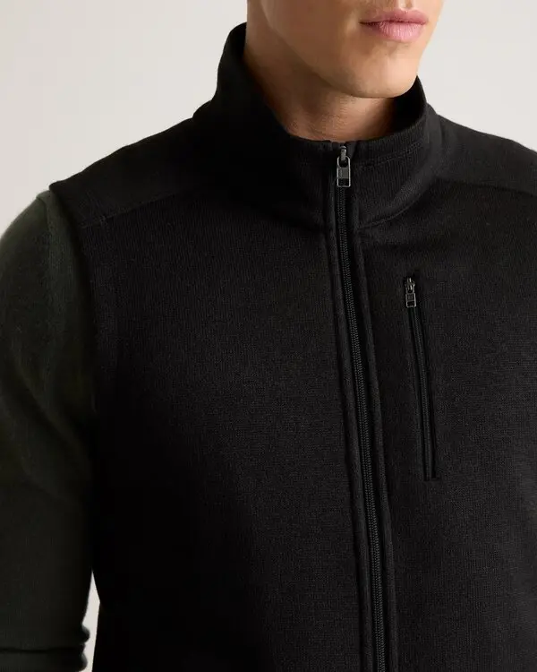 Quince Sweater-knit Fleece Full-zip Vest - Black