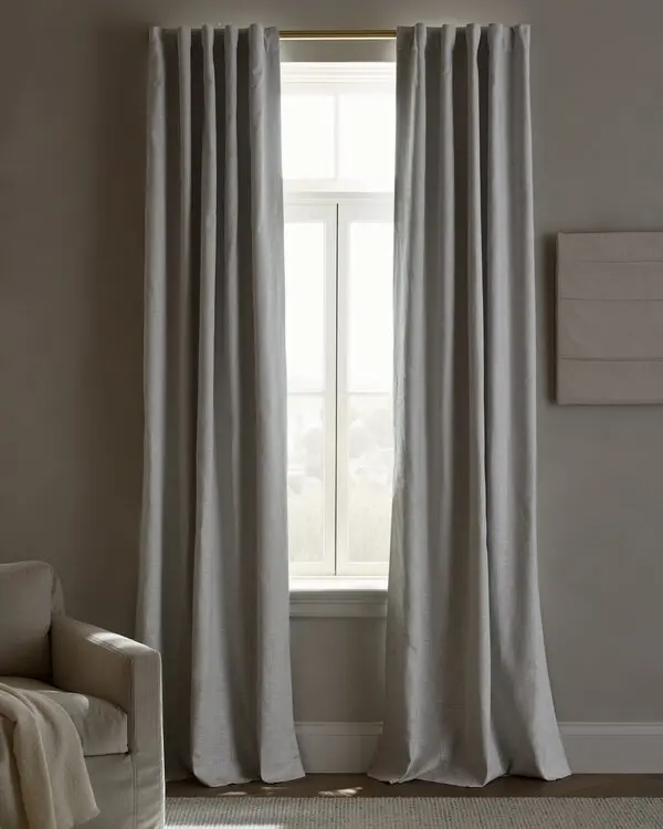 Quince Textured Cotton True Blackout Curtain - Light Grey
