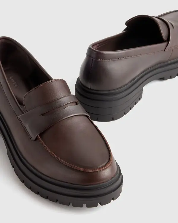 Quince Italian Leather Lug Sole Loafer - Coffee Bean