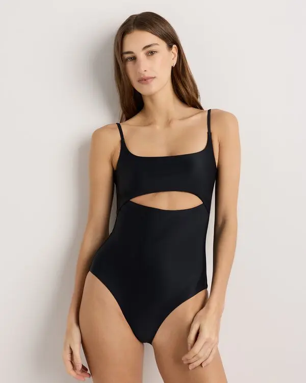 Quince Italian Cut Out One-piece Swimsuit - Black