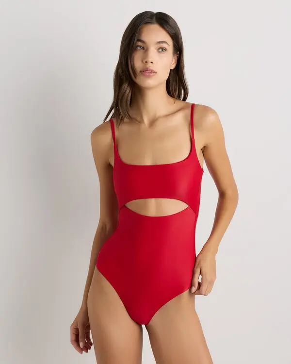 Quince Italian Cut Out One-piece Swimsuit - Cherry