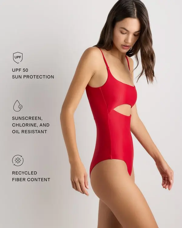 Quince Italian Cut Out One-piece Swimsuit - Cherry