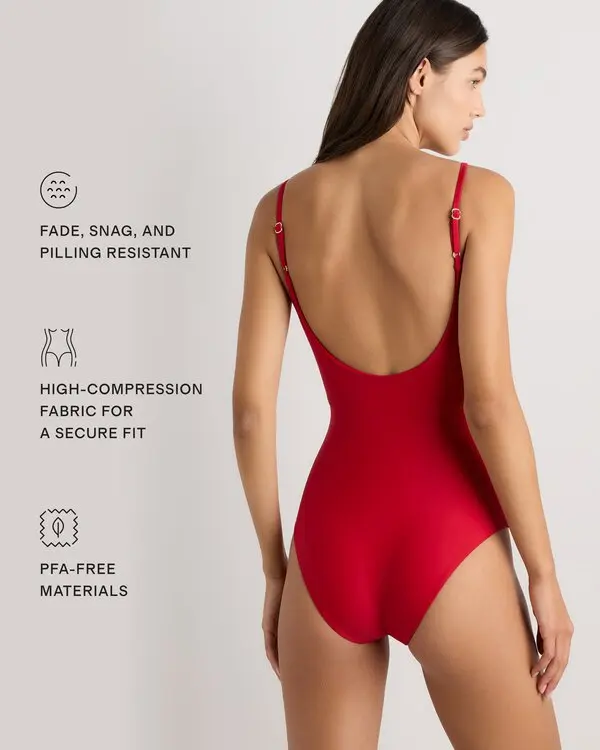 Quince Italian Cut Out One-piece Swimsuit - Cherry